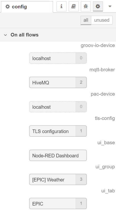 Node-RED Configuration Nodes and Project Management